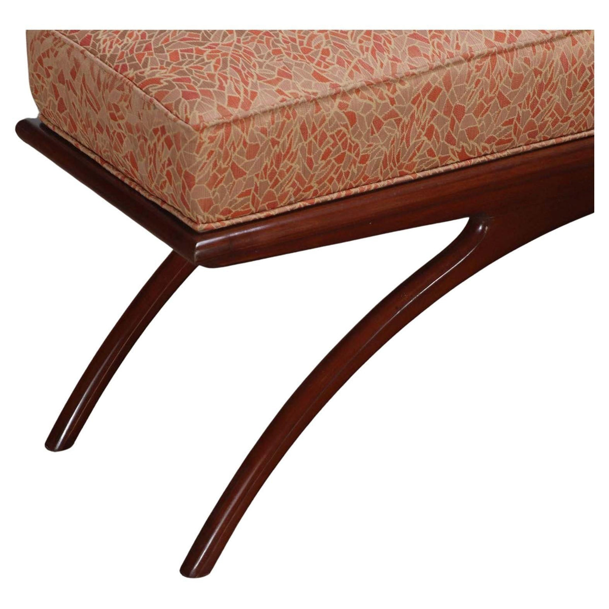 Pair of Arc Benches with Red Abstract Fabric Design – PEGASO GALLERY DESIGN