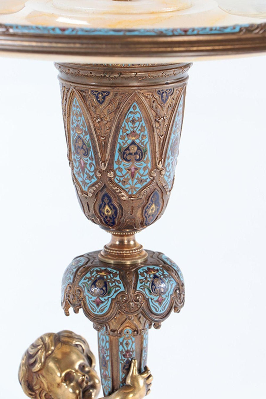 French 19th Century Bronze Champlevé Centerpiece w/ Onyx Top – PEGASO ...